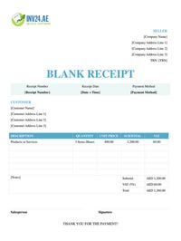 200 Free Receipt Templates for UAE - Excel, Word, PDF, Google Docs/Sheets