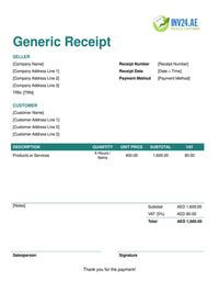 200 Free Receipt Templates for UAE - Excel, Word, PDF, Google Docs/Sheets