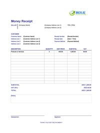 200 Free Receipt Templates for UAE - Excel, Word, PDF, Google Docs/Sheets