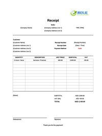 200 Free Receipt Templates for UAE - Excel, Word, PDF, Google Docs/Sheets