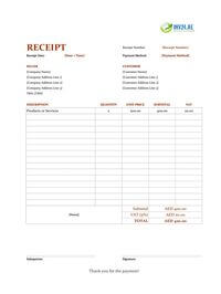 200 Free Receipt Templates for UAE - Excel, Word, PDF, Google Docs/Sheets