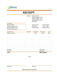 200 Free Receipt Templates for UAE - Excel, Word, PDF, Google Docs/Sheets