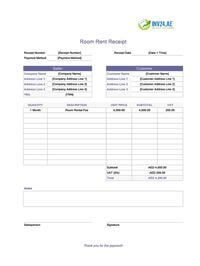 200 Free Receipt Templates for UAE - Excel, Word, PDF, Google Docs/Sheets