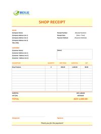 200 Free Receipt Templates for UAE - Excel, Word, PDF, Google Docs/Sheets
