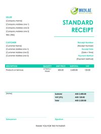 200 Free Receipt Templates for UAE - Excel, Word, PDF, Google Docs/Sheets