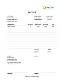 250 Free Receipt Templates for Australia - Excel, Word, PDF, Google ...