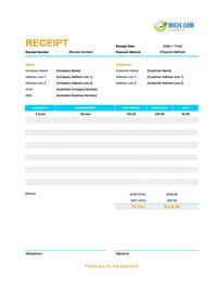 250 Free Receipt Templates for Australia - Excel, Word, PDF, Google ...