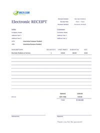 250 Free Receipt Templates for Australia - Excel, Word, PDF, Google ...