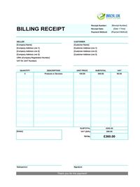 274 Free Receipt Templates for UK - Excel, Word, PDF, Google Docs/Sheets