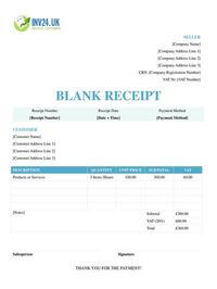 274 Free Receipt Templates for UK - Excel, Word, PDF, Google Docs/Sheets
