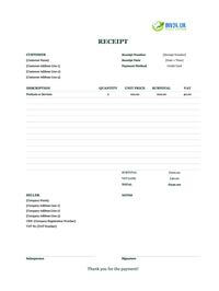 274 Free Receipt Templates for UK - Excel, Word, PDF, Google Docs/Sheets