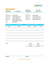 274 Free Receipt Templates for UK - Excel, Word, PDF, Google Docs/Sheets