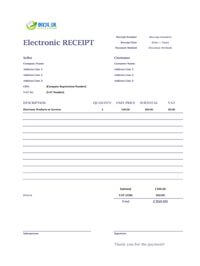 274 Free Receipt Templates for UK - Excel, Word, PDF, Google Docs/Sheets