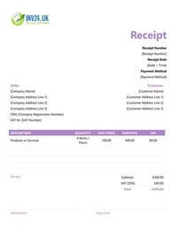 274 Free Receipt Templates for UK - Excel, Word, PDF, Google Docs/Sheets