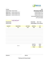 274 Free Receipt Templates for UK - Excel, Word, PDF, Google Docs/Sheets