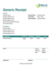274 Free Receipt Templates for UK - Excel, Word, PDF, Google Docs/Sheets