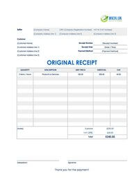 274 Free Receipt Templates for UK - Excel, Word, PDF, Google Docs/Sheets