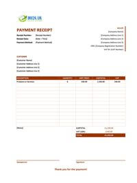 274 Free Receipt Templates for UK - Excel, Word, PDF, Google Docs/Sheets