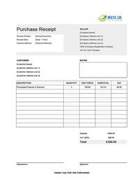 274 Free Receipt Templates for UK - Excel, Word, PDF, Google Docs/Sheets