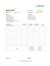 274 Free Receipt Templates for UK - Excel, Word, PDF, Google Docs/Sheets