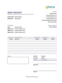 274 Free Receipt Templates for UK - Excel, Word, PDF, Google Docs/Sheets