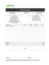 274 Free Receipt Templates for UK - Excel, Word, PDF, Google Docs/Sheets