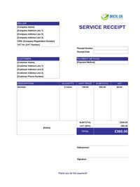274 Free Receipt Templates for UK - Excel, Word, PDF, Google Docs/Sheets