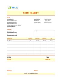 274 Free Receipt Templates for UK - Excel, Word, PDF, Google Docs/Sheets