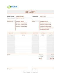 274 Free Receipt Templates for UK - Excel, Word, PDF, Google Docs/Sheets