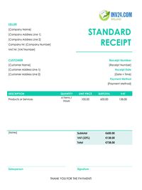 191 Free Receipt Templates for Ireland - Excel, Word, PDF, Google Docs ...