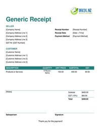 173 Free Receipt Templates for New Zealand - Excel, Word, PDF, Google ...