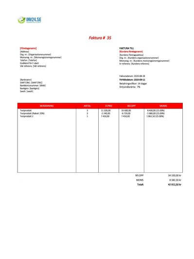 Faktureringsmall (Excel / Google Sheets)