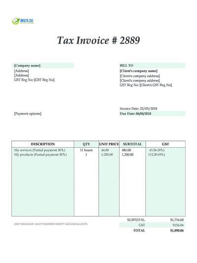 Partial Payment Invoice in Singapore: Meaning & Sample