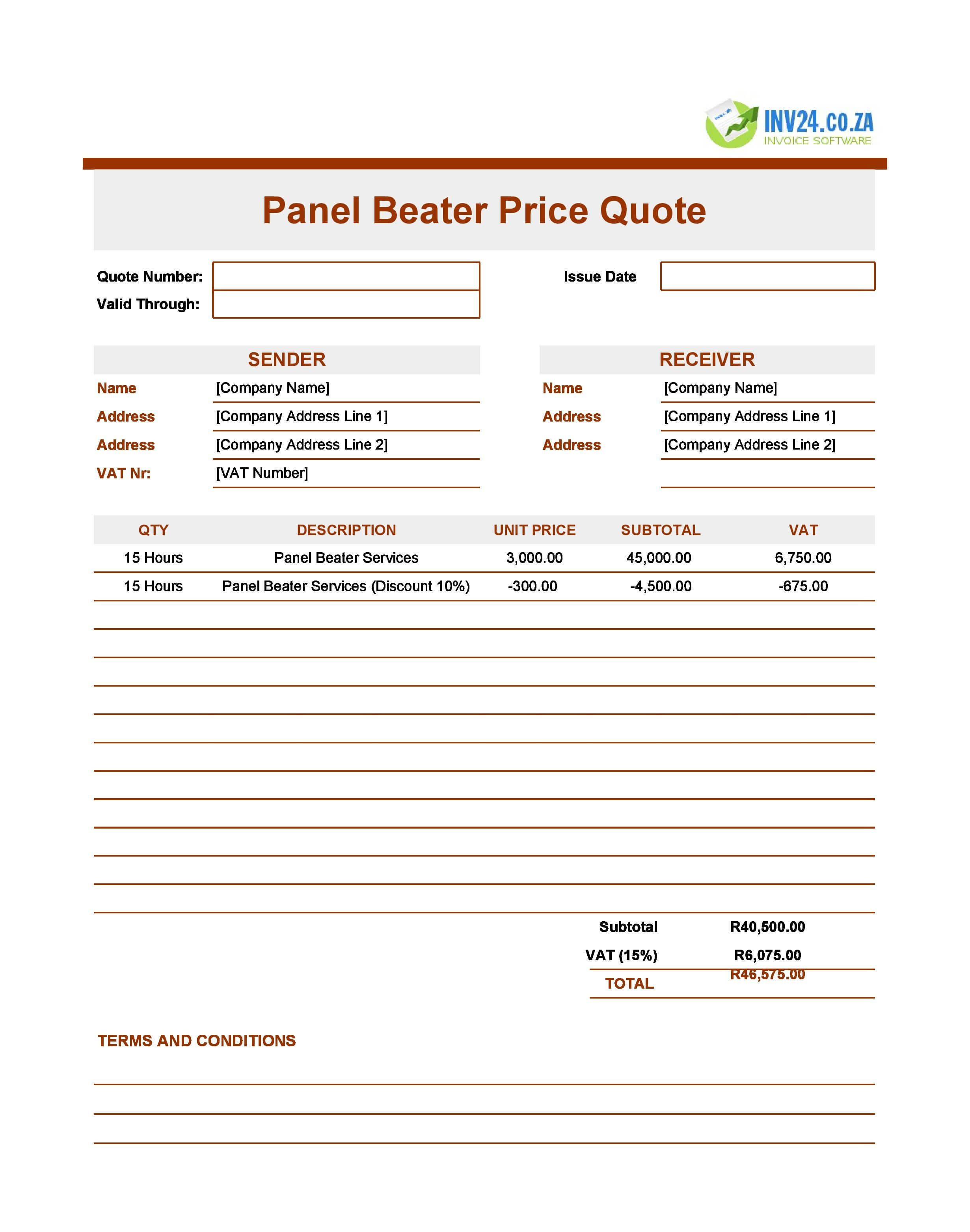 Quotation Template In Excel 15 Samples Formats Free Customizable Quote