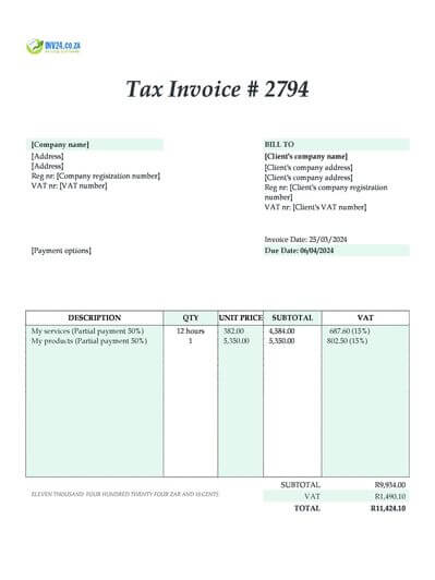 Partial Payment Invoice in South Africa: Meaning & Sample