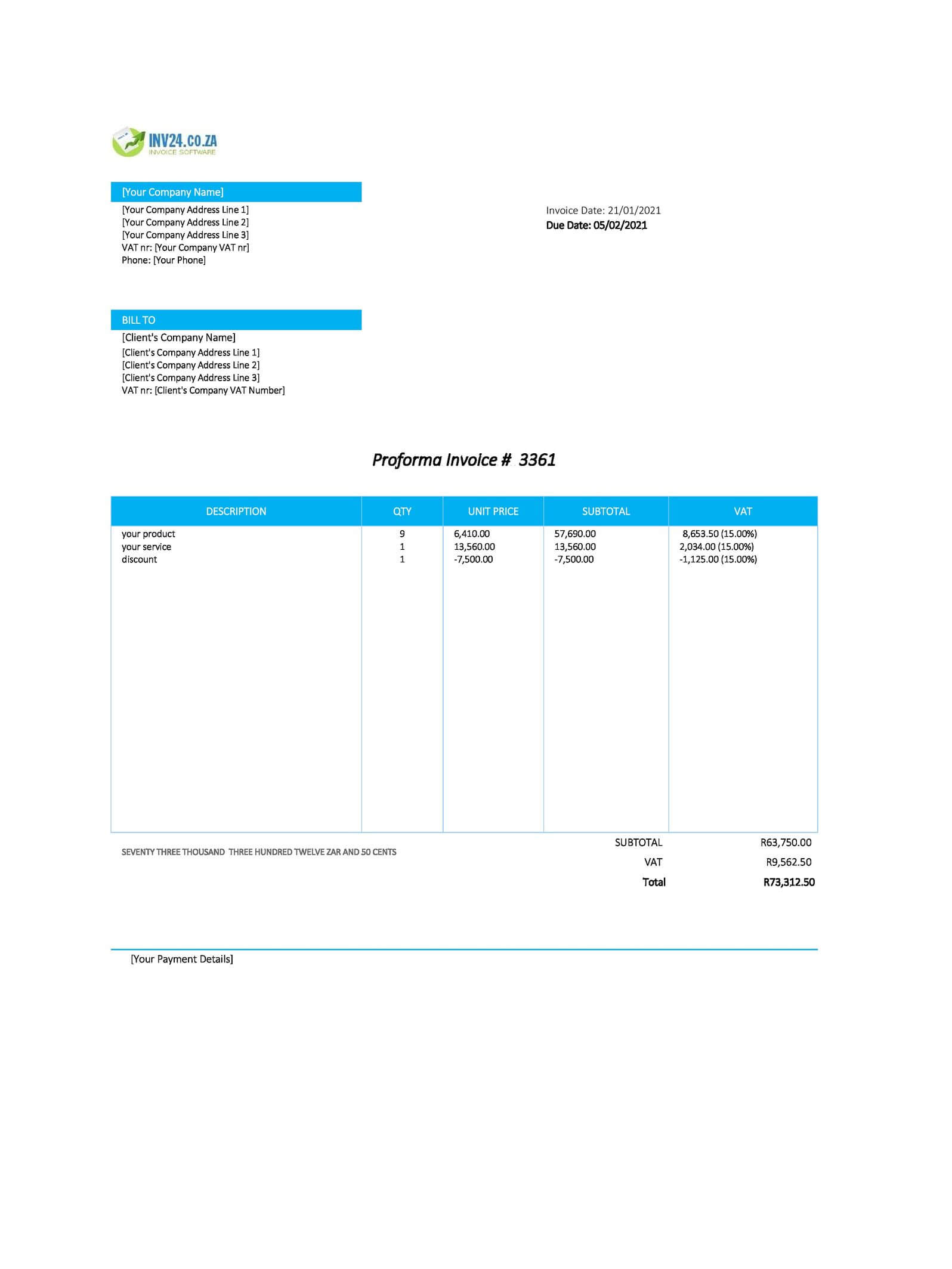 Proforma invoice in South Africa - Definition, Sample and Creation