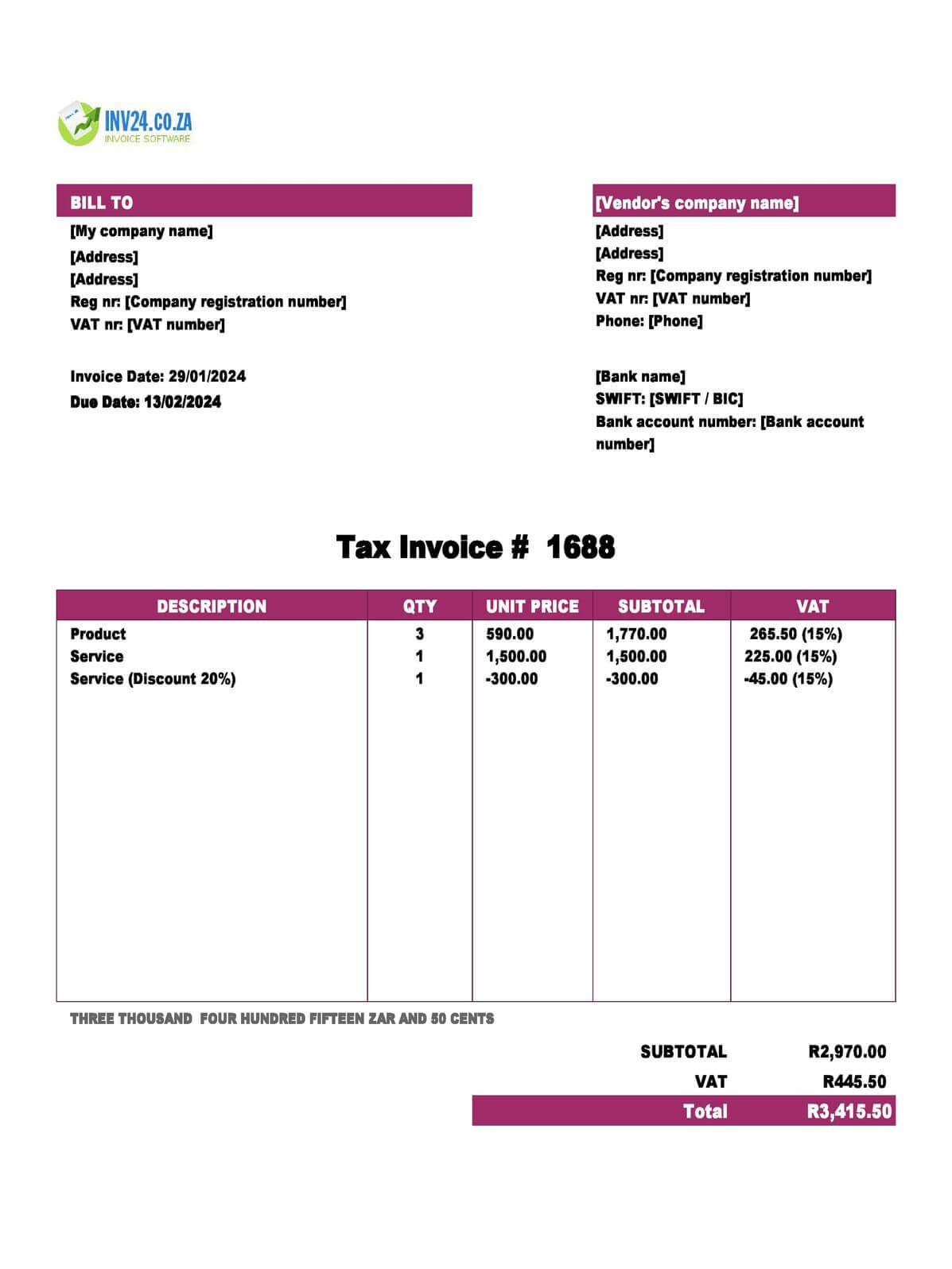 Purchase Invoice in South Africa: Definition & Sample